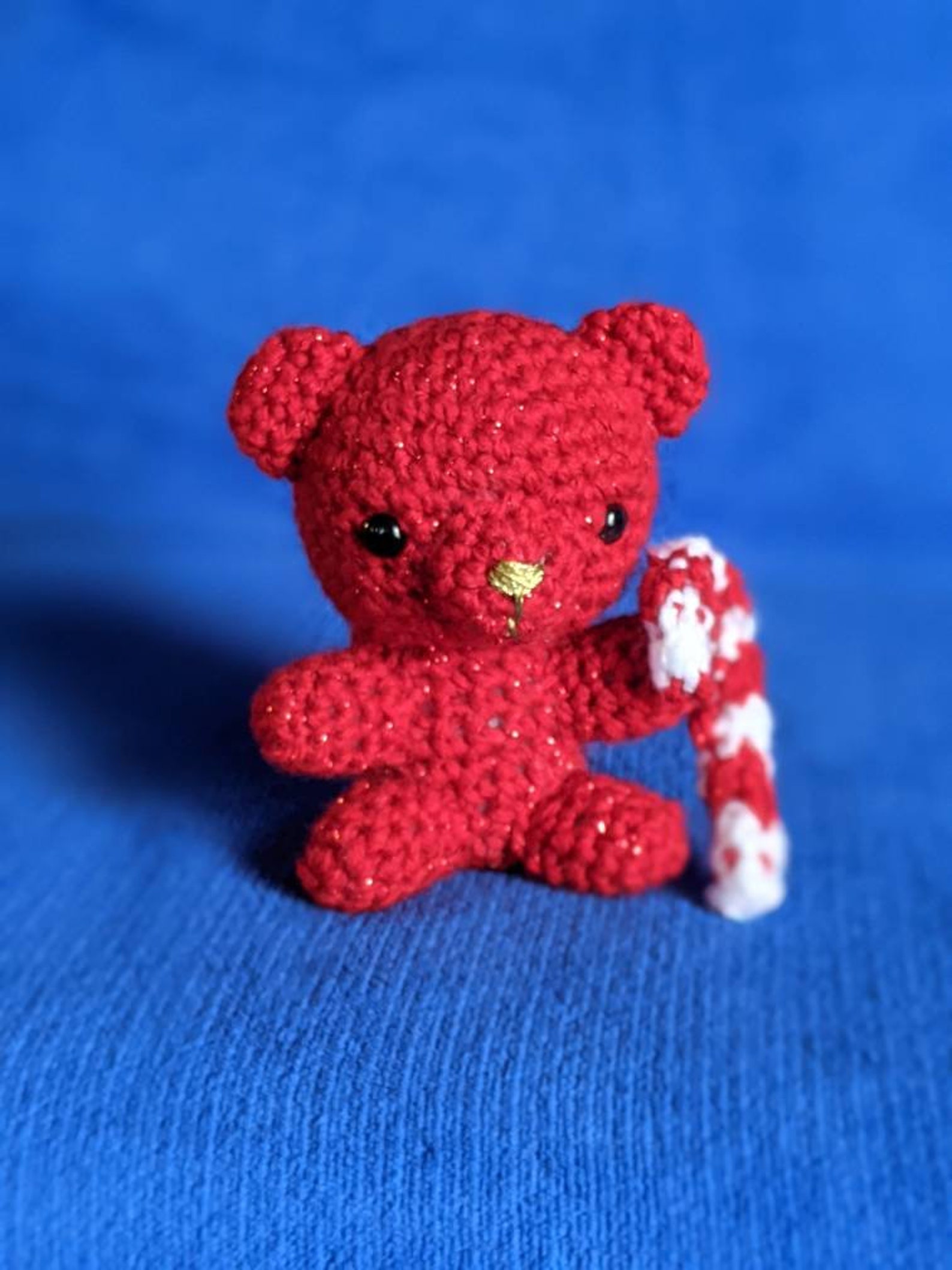 Tiny Teddy Bear Mistletoe Bear-red Glitter - Etsy UK
