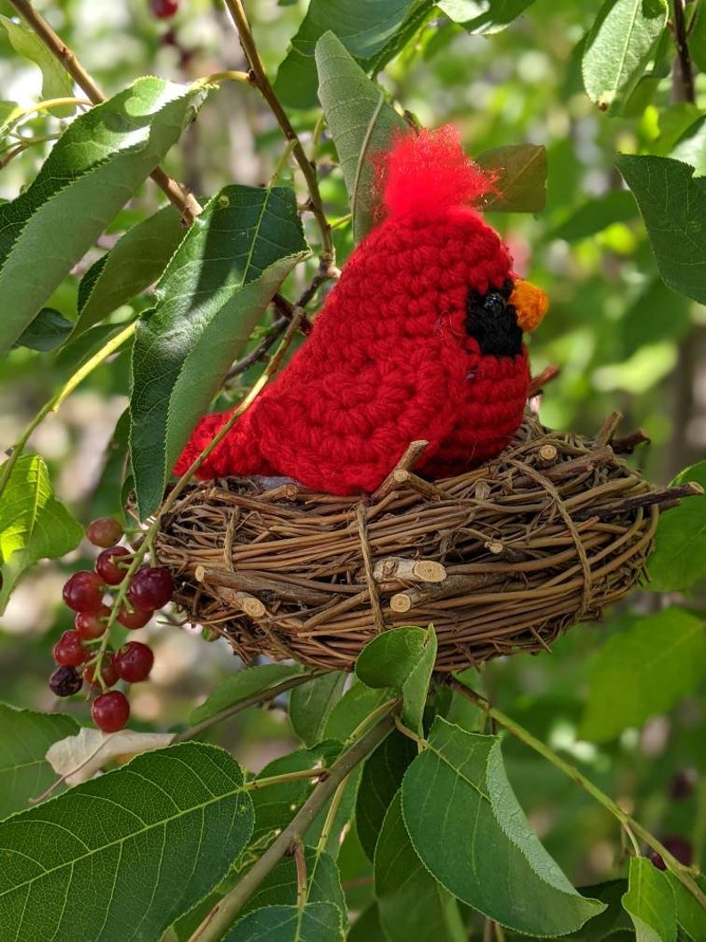 Crocheted Bird-mini Cardinal | Etsy