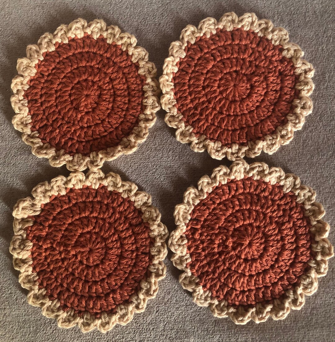 Crocheted Pumpkin Pie Coasters: Fall Decor, Set of 4 - Etsy