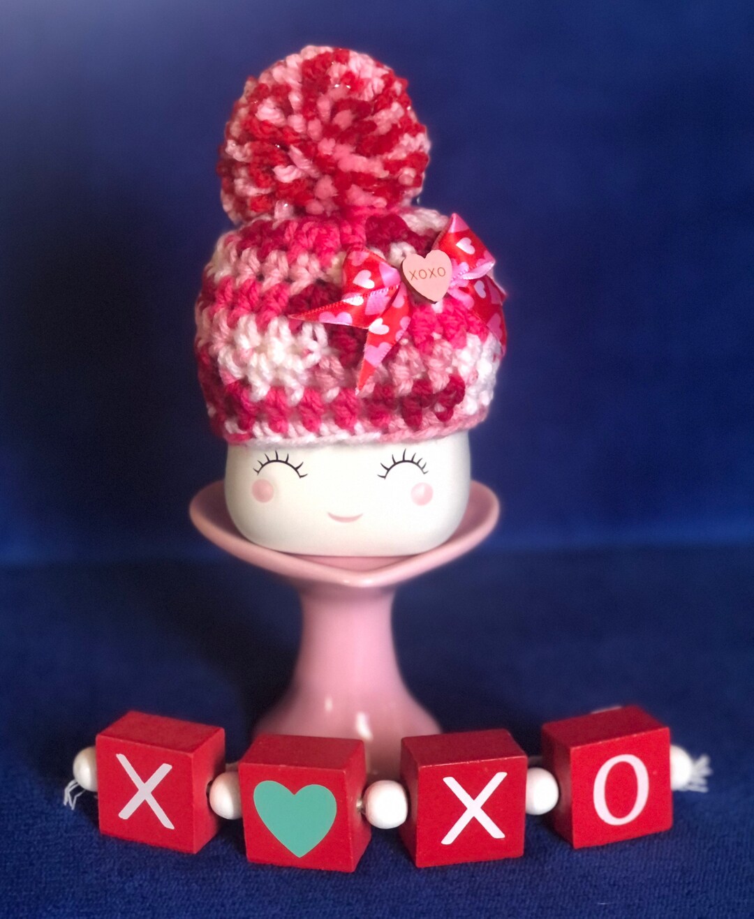 Crocheted Marshmallow Mug Hat-hugs and Kisses Pom Hat - Etsy