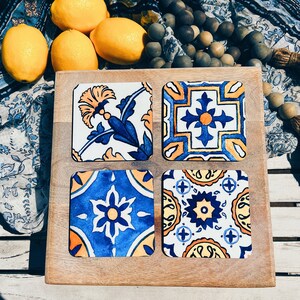 Mediterranean Tile Coasters | Set of 4 Coasters | Signature Collection ...