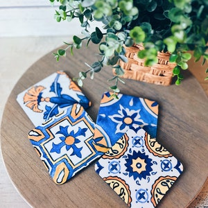Mediterranean Tile Coasters | Set of 4 Coasters | Signature Collection ...