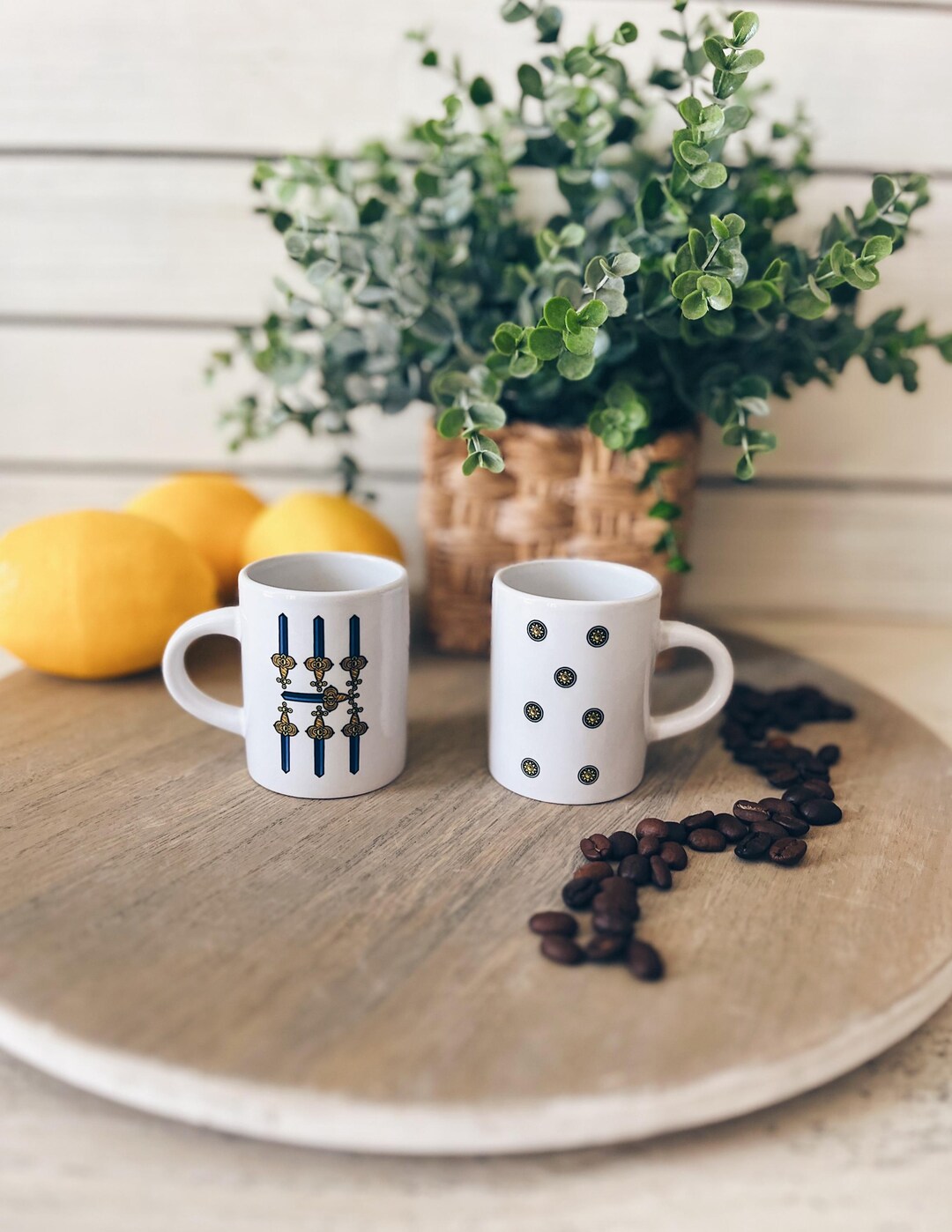 Italian Scopa Card Espresso Cups Set: Sword & Coin Design, 3 Oz - Etsy