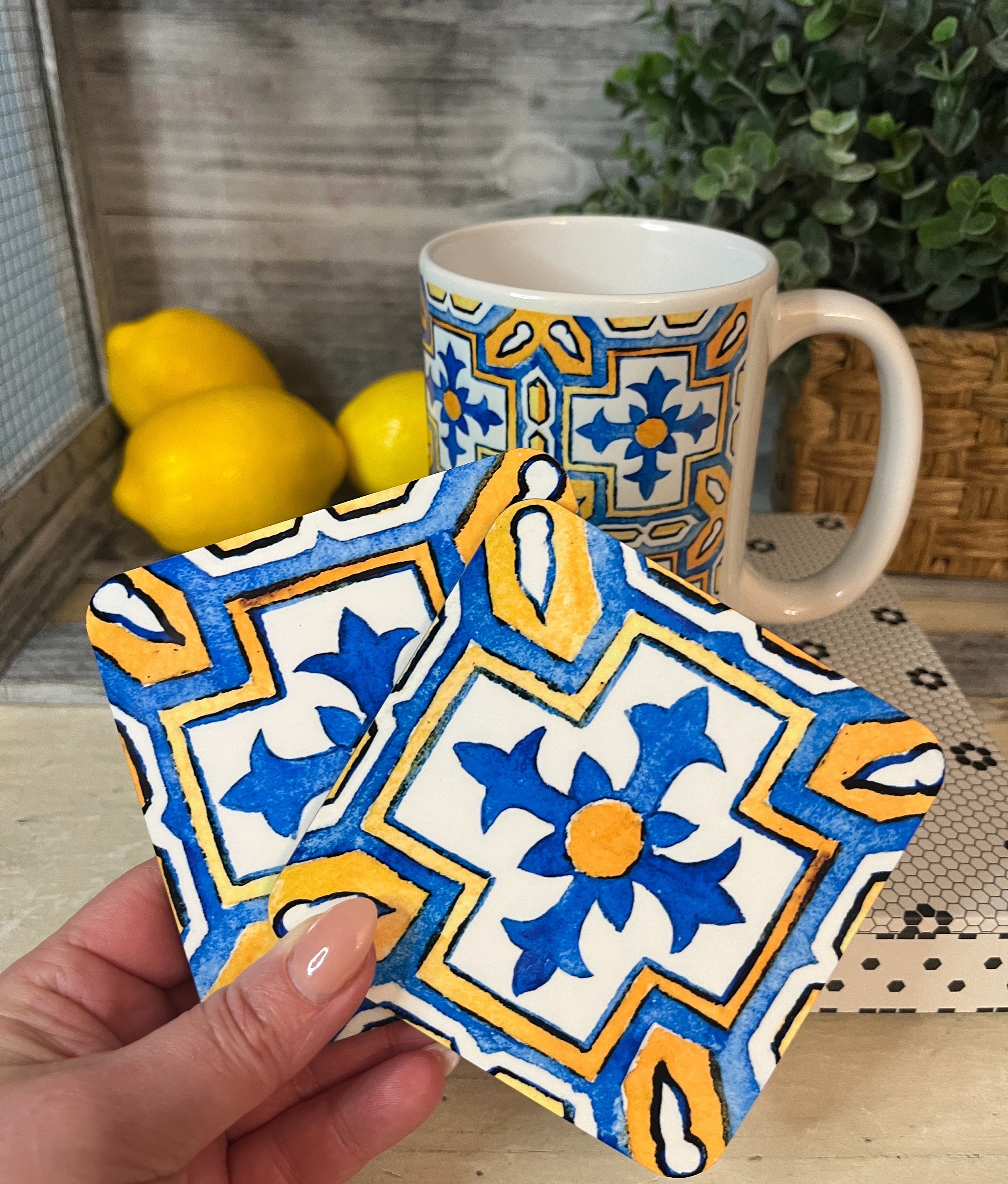 Mediterannean Tile Mug, Signature Collection Mug, 15 Oz. Mediterranean ...