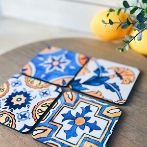 Mediterranean Tile Coasters | Set of 4 Coasters | Signature Collection ...