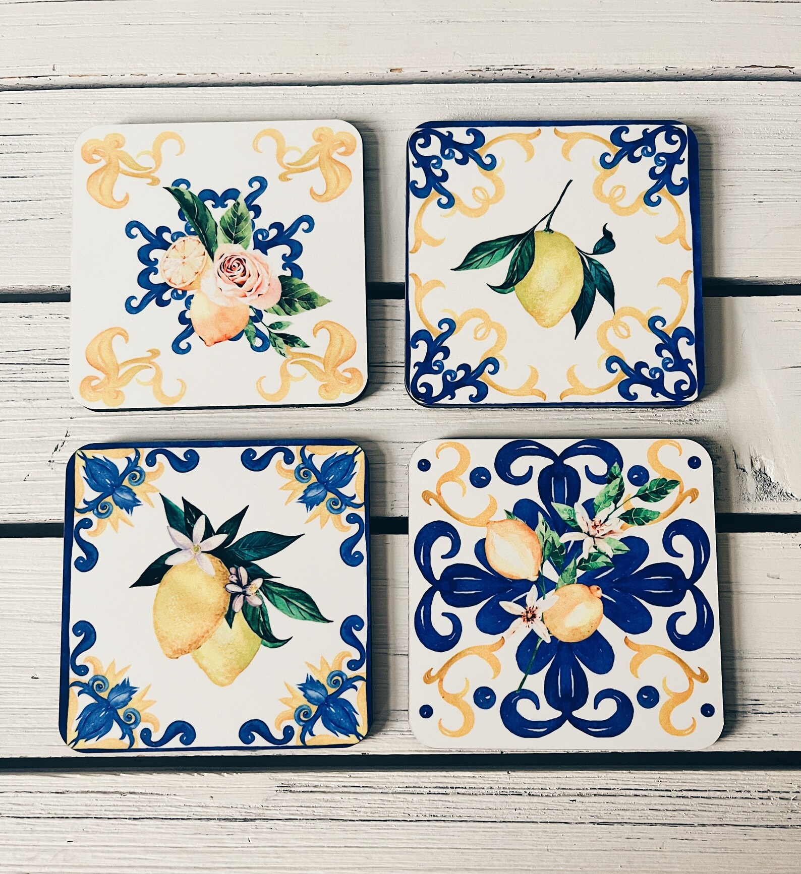 Amalfi Lemon Tile Coasters Italian Maiolicatile Coaster - Etsy