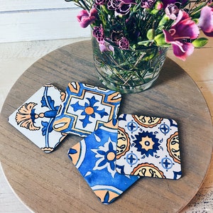 Mediterranean Tile Coasters | Set of 4 Coasters | Signature Collection ...
