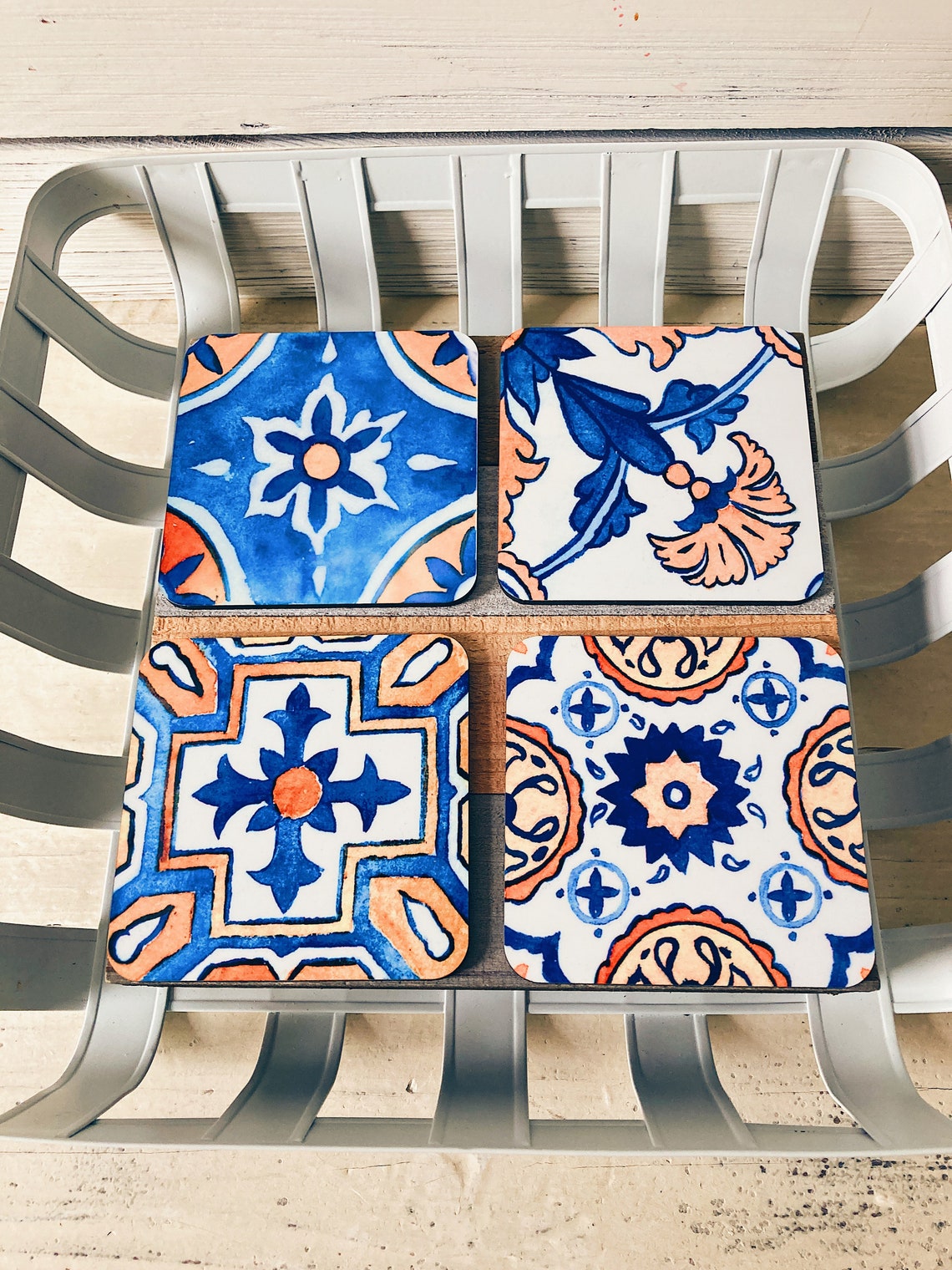 Mediterranean Tile Coasters Set of 4 Coasters Portugese | Etsy