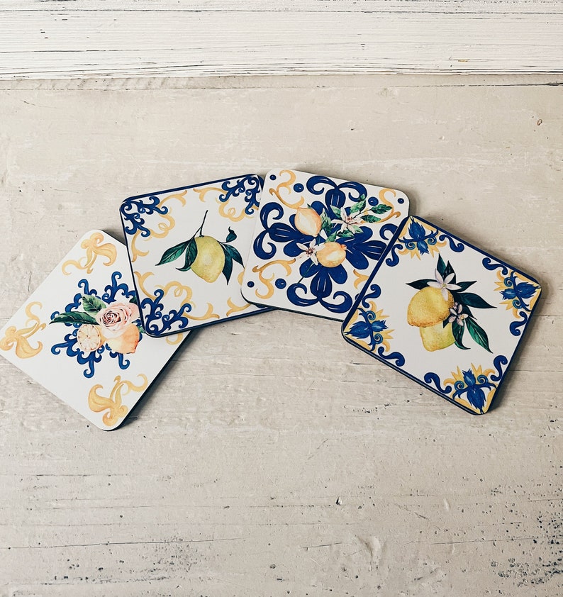 Amalfi Lemon Tile Coasters Italian Maiolicatile Coaster - Etsy