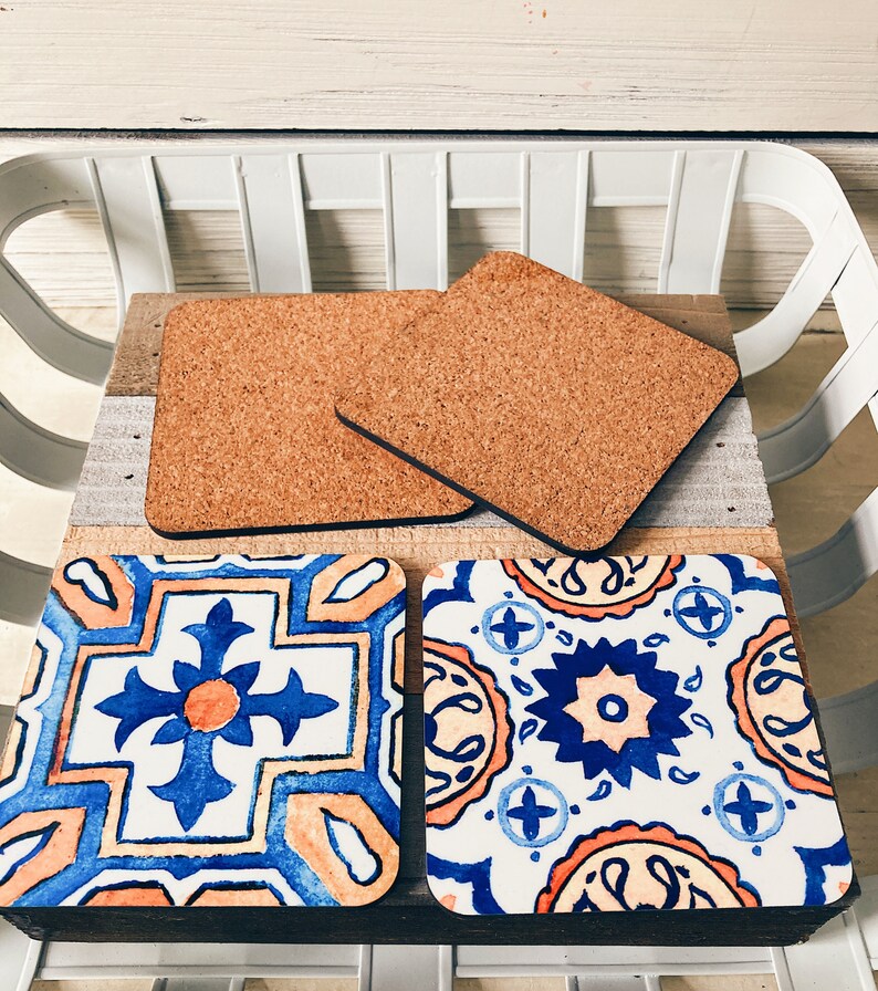 Mediterranean Tile Coasters Set of 4 Coasters Portugese | Etsy