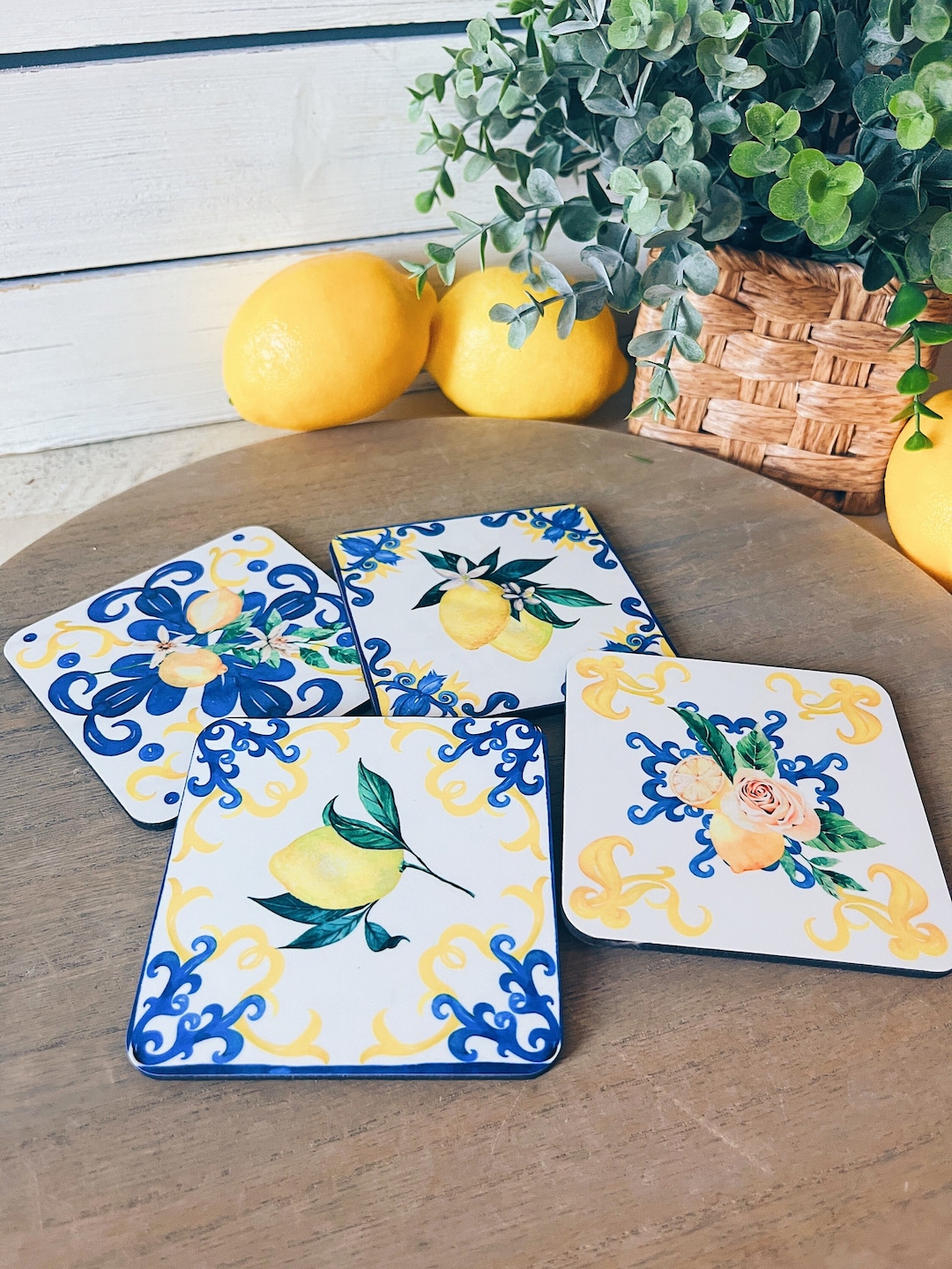 Amalfi Lemon Tile Coasters, Italian Maiolicatile Coaster, Mediterranean ...