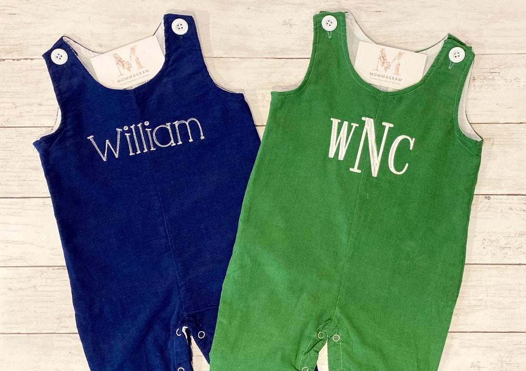 Personalized Corduroy and Gingham Overalls, Monogrammed Overalls ...