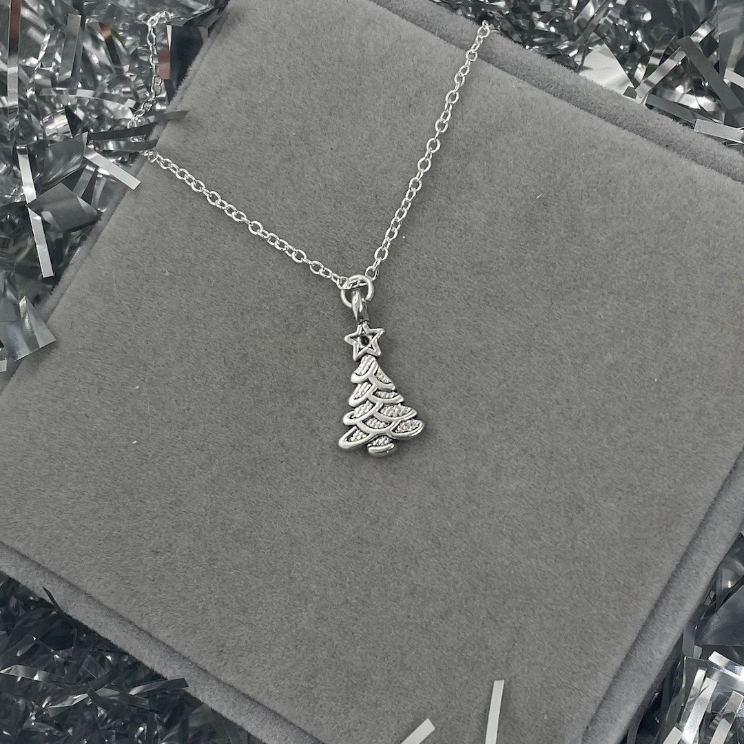 Silver Christmas Tree Pendant Necklace, Christmas Tree Necklace ...