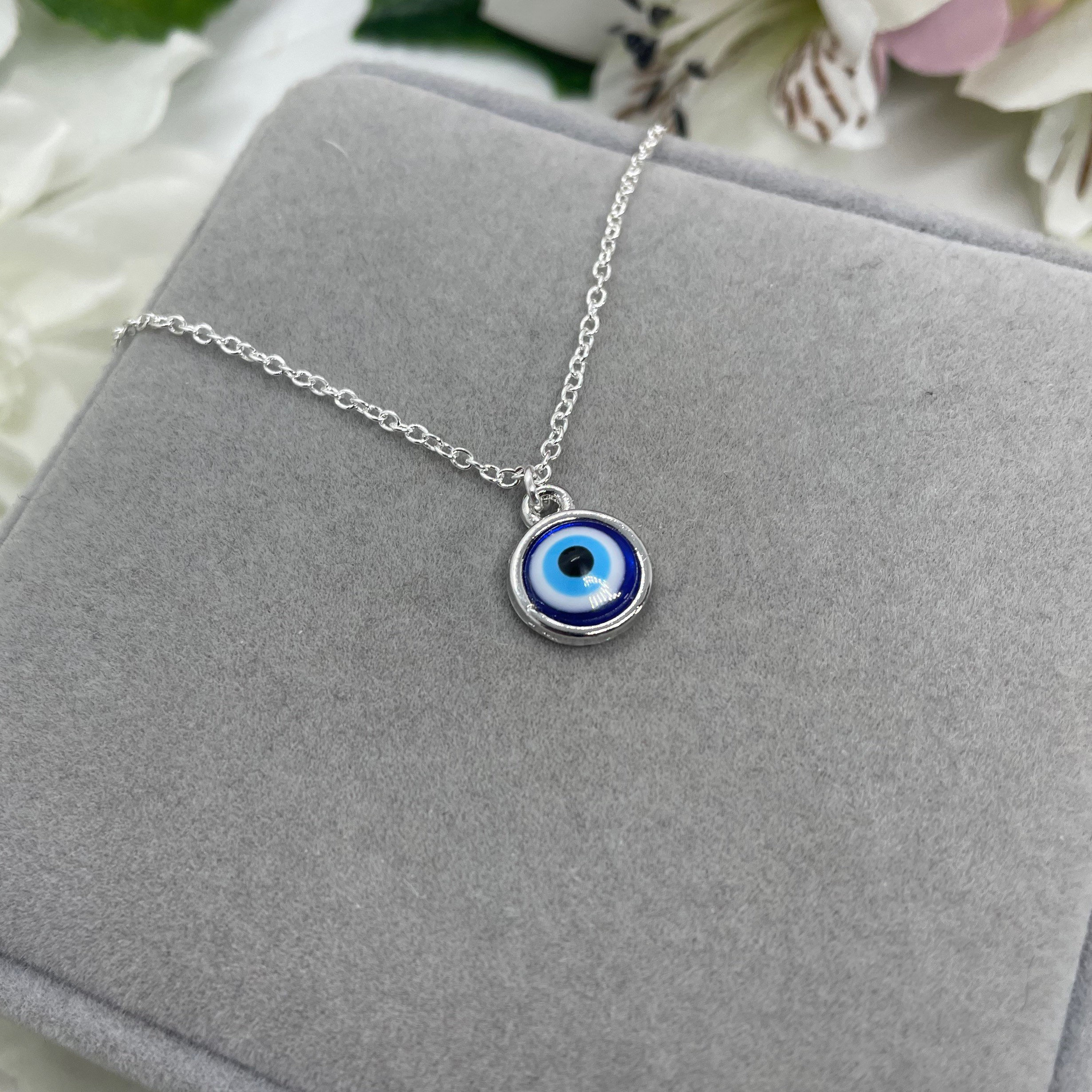 Silver Evil Eye Pendant Necklace Evil Eye Necklace Necklaces - Etsy UK
