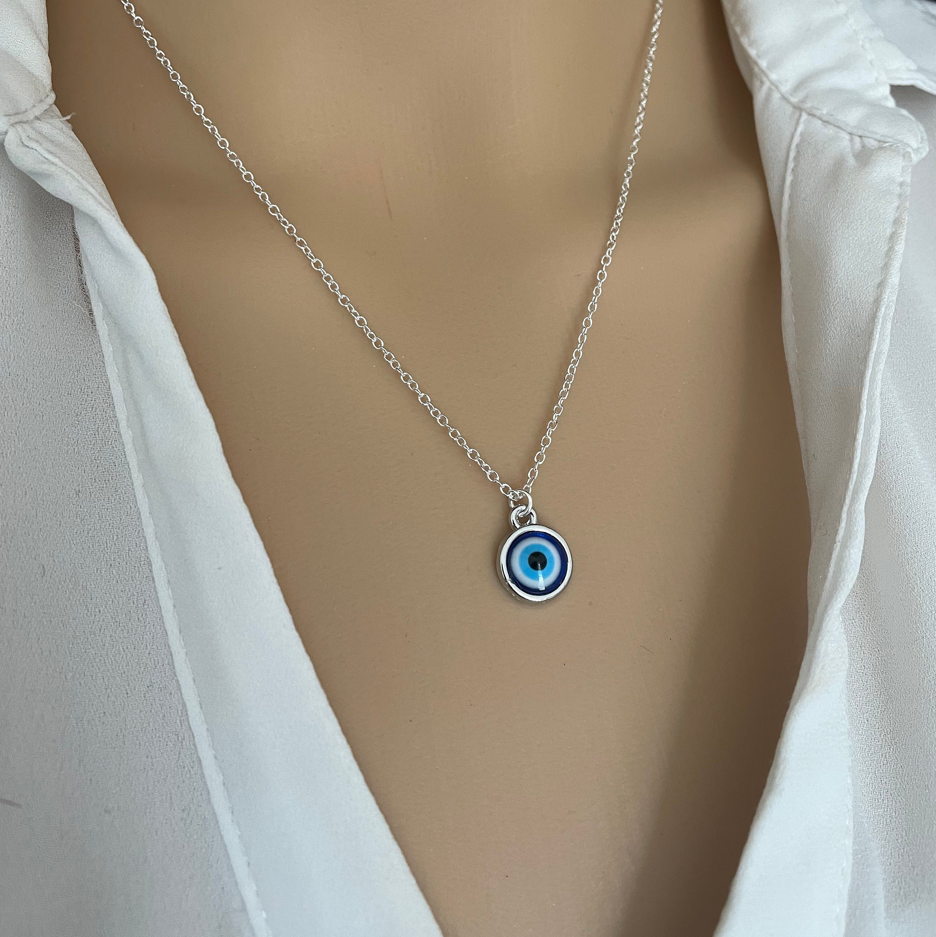 Silver Evil Eye Pendant Necklace Evil Eye Necklace Necklaces - Etsy UK