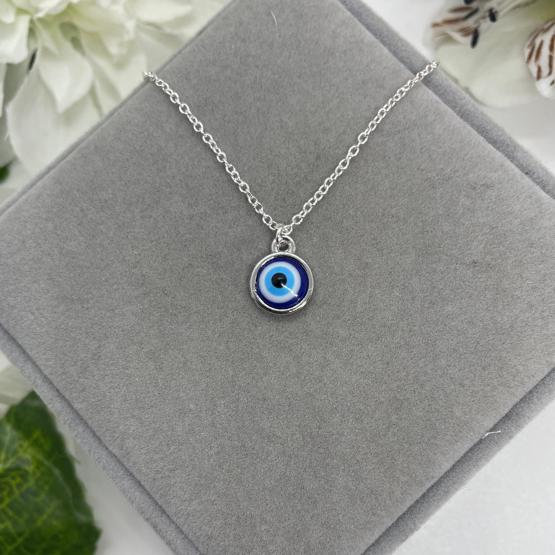 Silver Evil Eye Pendant Necklace Evil Eye Necklace Necklaces - Etsy UK