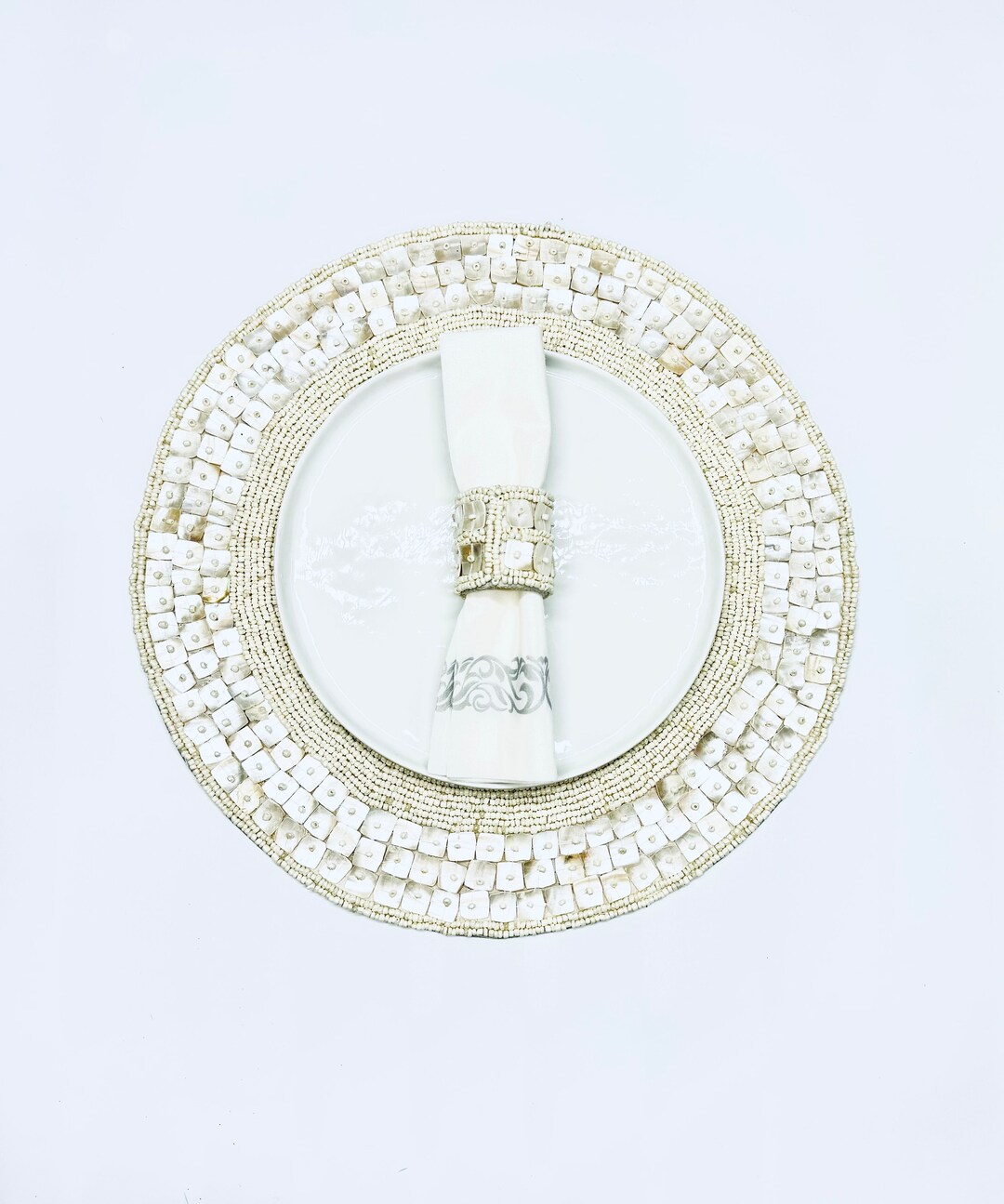 Beaded and MOP Handcrafted Napkin Rings (set of 4) - Etsy