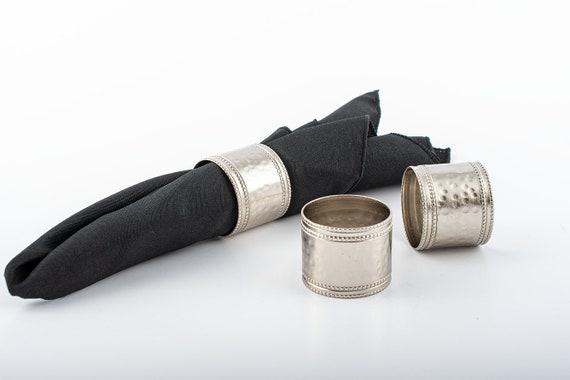 Silver Round Handmade Napkin Rings set of 4 - Etsy