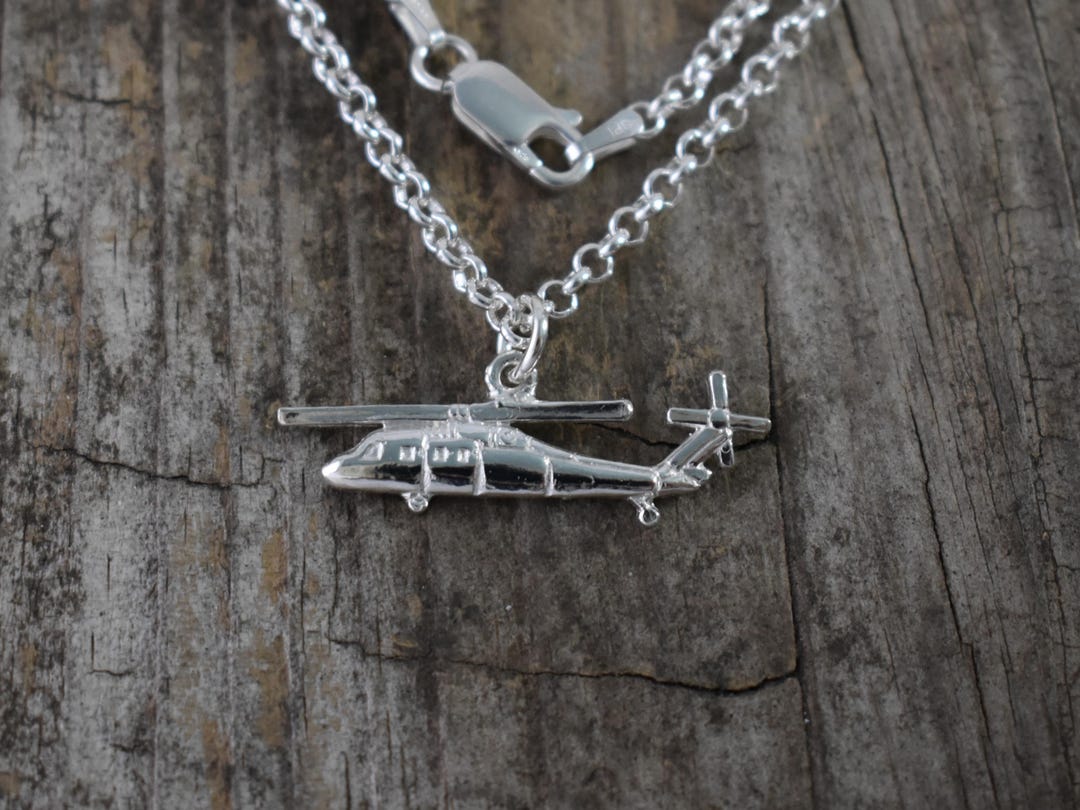 Sterling Silver Blackhawk Helicopter Charm - Etsy