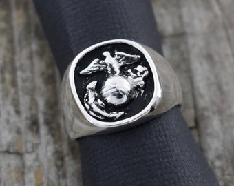 WW2 USMC Silver Sterling Marine Corp Officer Ring RARE - Etsy