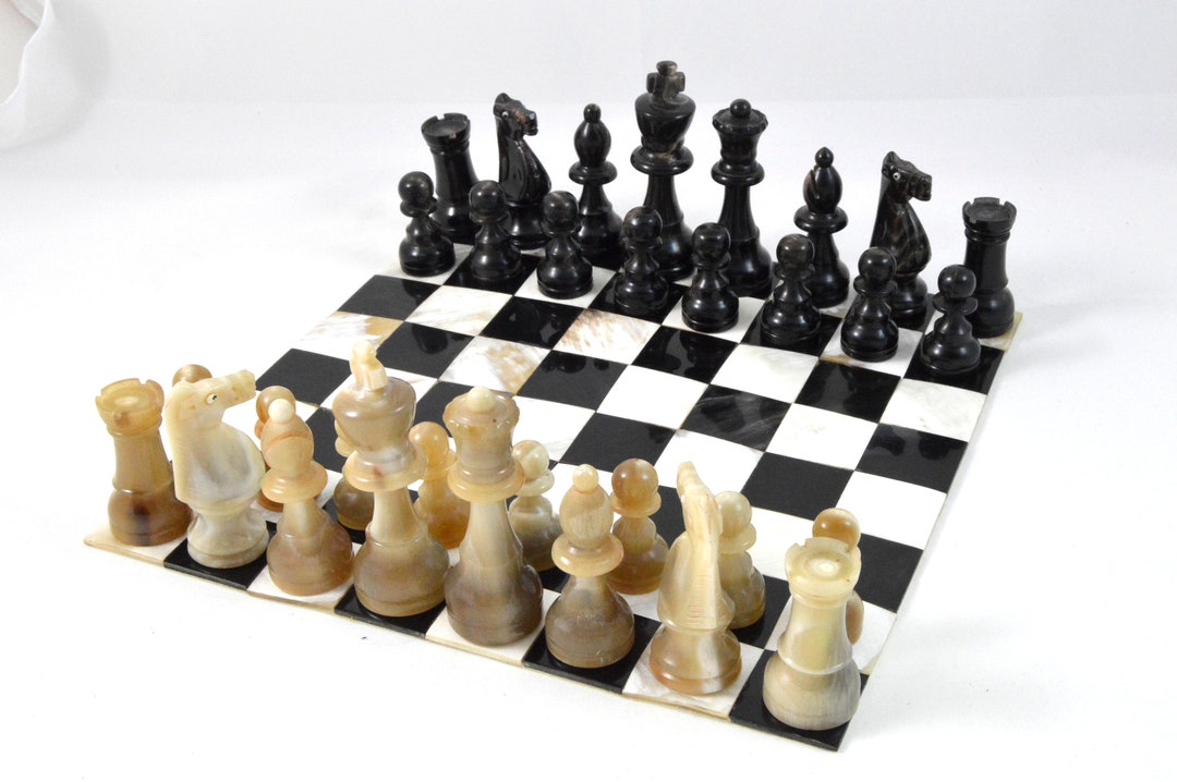 Chess Pieces Set Made of Real Horn Handmade - Etsy