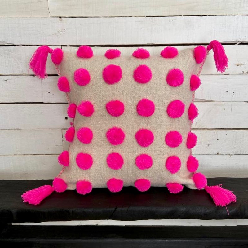 Pom Pom Pillow - Etsy