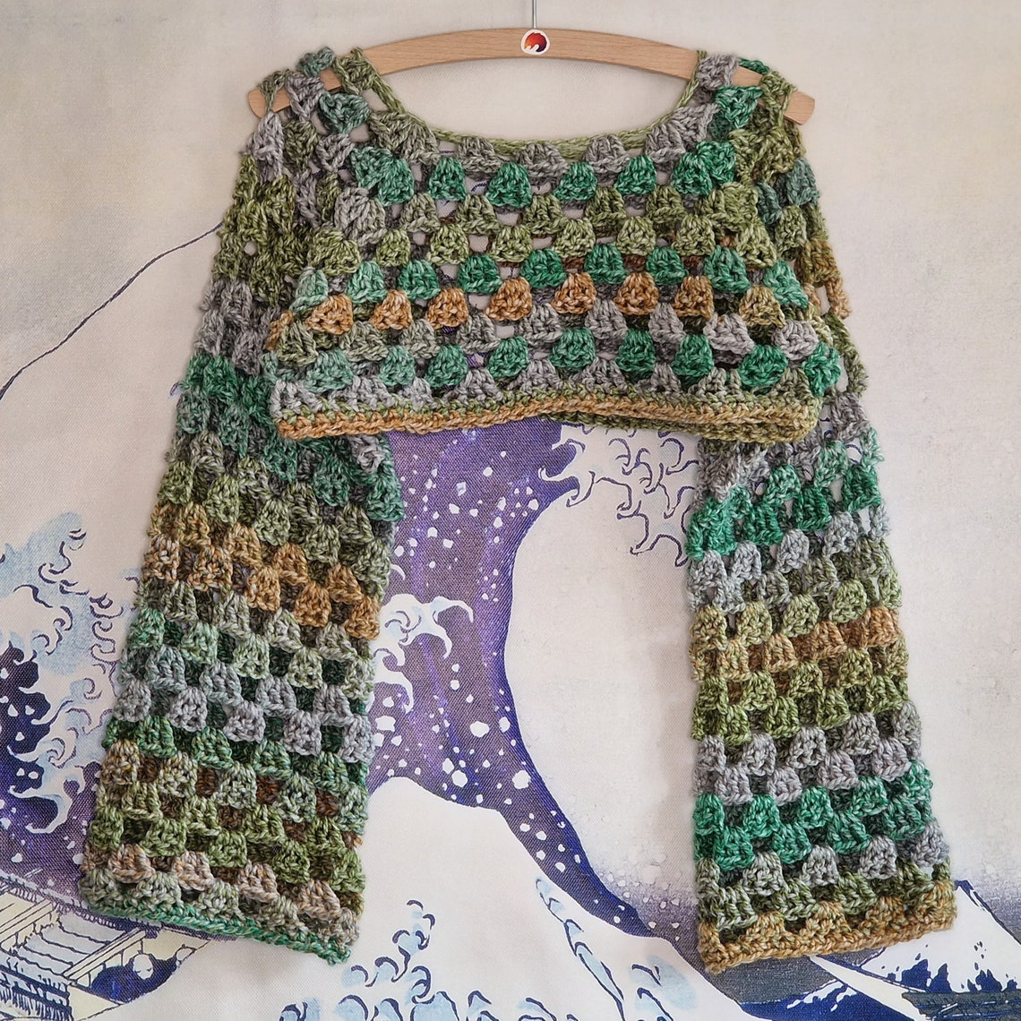 Handmade Crochet Crop Top With Bell Sleeves - Y2K Arm Warmer Shrug - Etsy