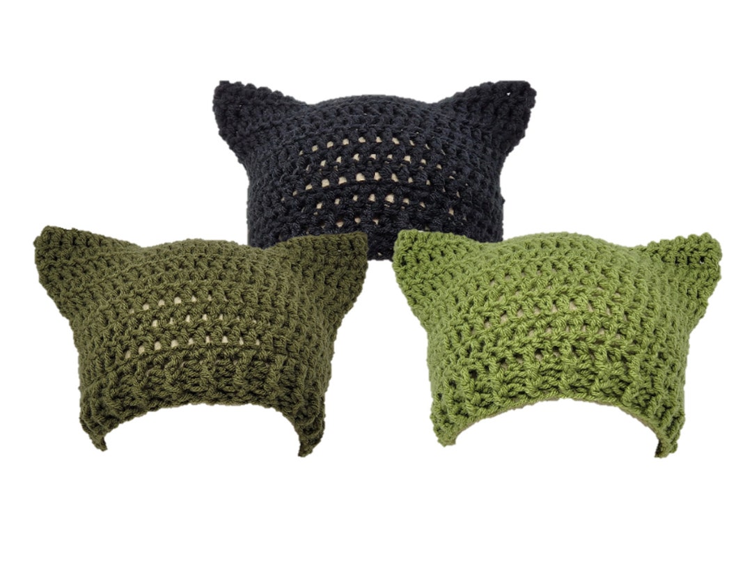 Crochet Cat Hat With Ribbed Edging Cat Ear Beanie Cat Ear - Etsy UK