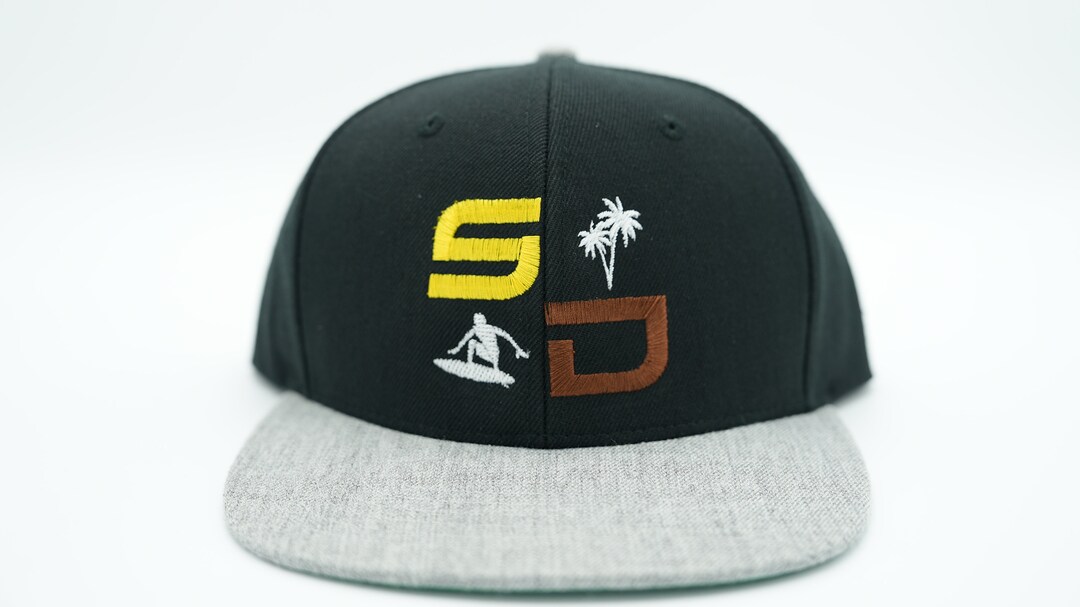 San Diego SD Diagonal Flat Bill 6 Panel Snapback California Hats Caps ...