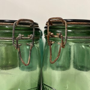 Pair of 1L Vintage SOLIDEX Heavy Green French Preserving Jars, Thick ...