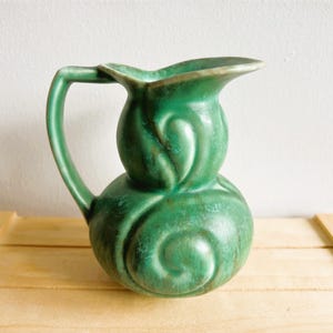 Crown Devon Art Deco Green Pitcher or Jug With Incised Pattern, Made in ...
