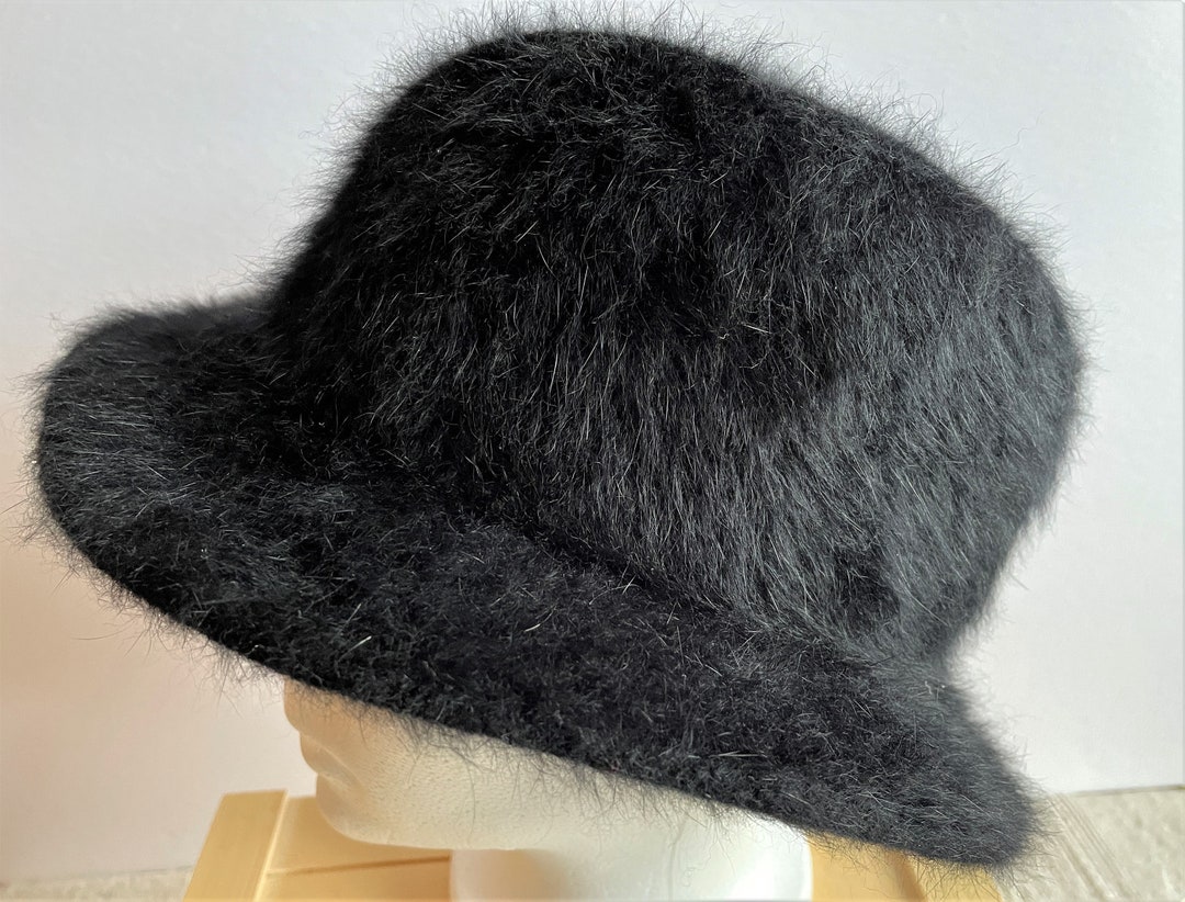 Fluffi by Marida Ladies Vintage Hat, Made in England, Black Angora Hat ...