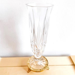 Killarney Irish Crystal Glass Vase With Gold Base and Filigree Feet ...