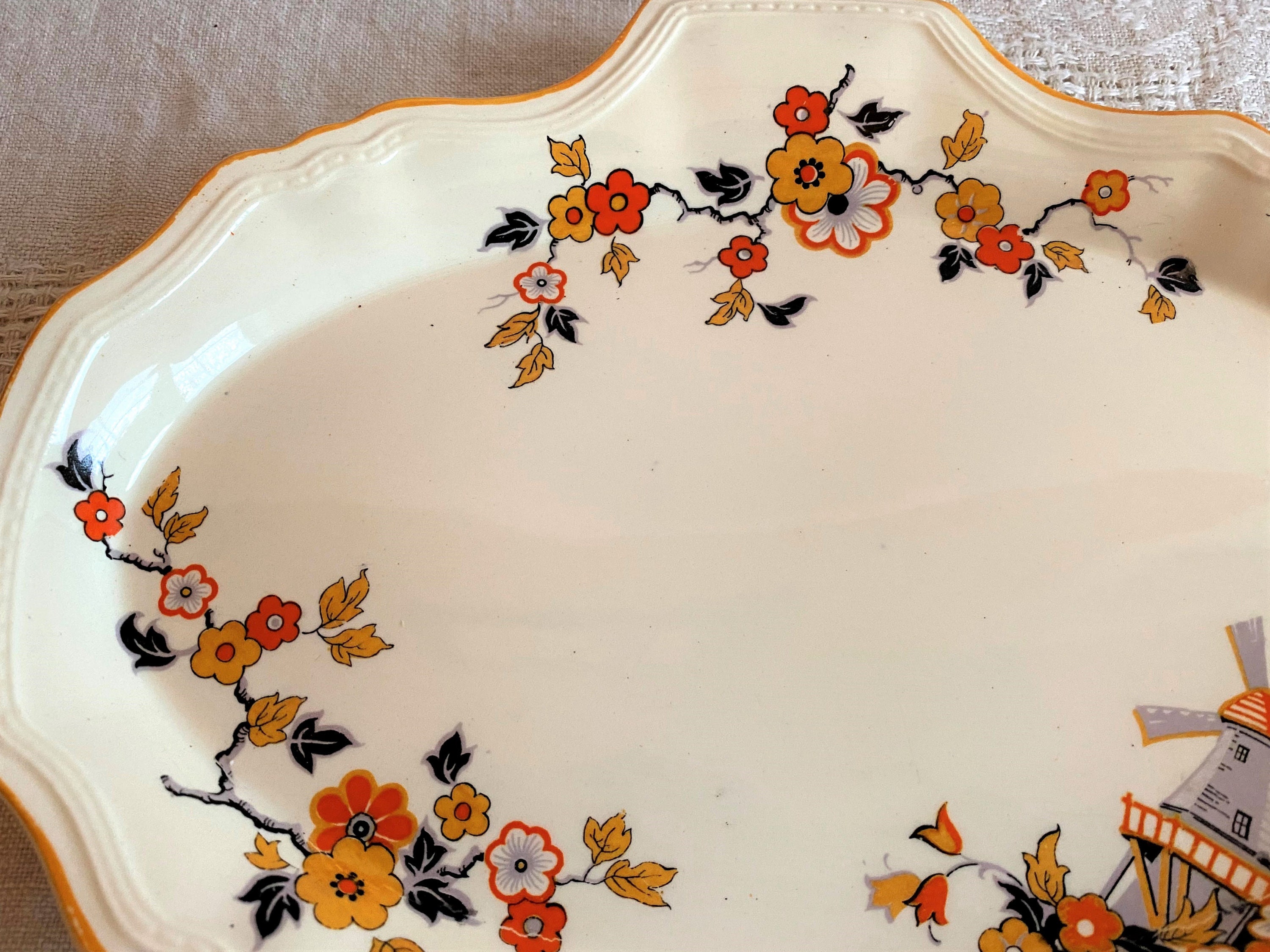ALFRED MEAKIN floral,Astoria serving dish,serving plate orange flower ...