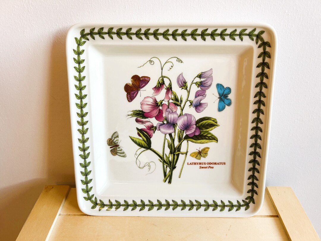 Portmeirion Botanic Garden Square Plate in the Sweet Pea Pattern, Made ...