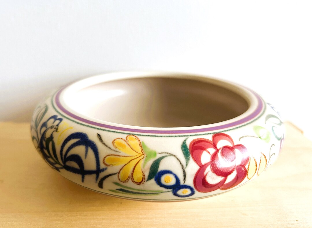 Poole Pottery Ceramic Bowl With Flowers and Birds, Made in England ...