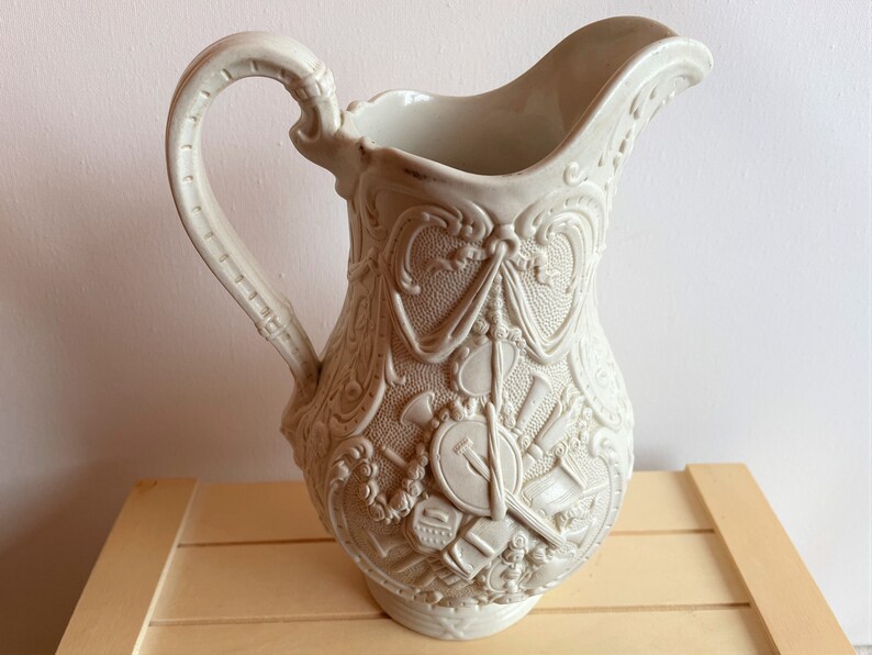 Antique Copeland Parian Biscuit Ware Large Pitcher Made in - Etsy
