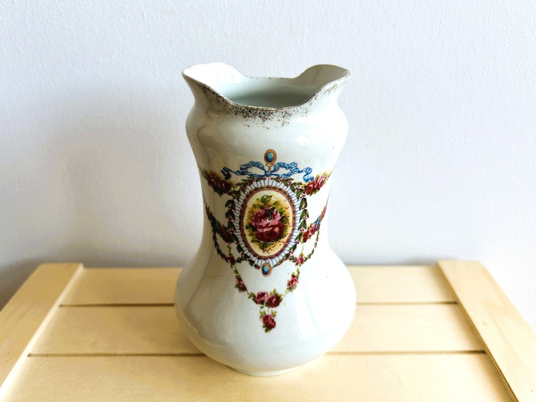 Vintage Floral Pottery Vase, Made in England, Antique Vases, C S ...