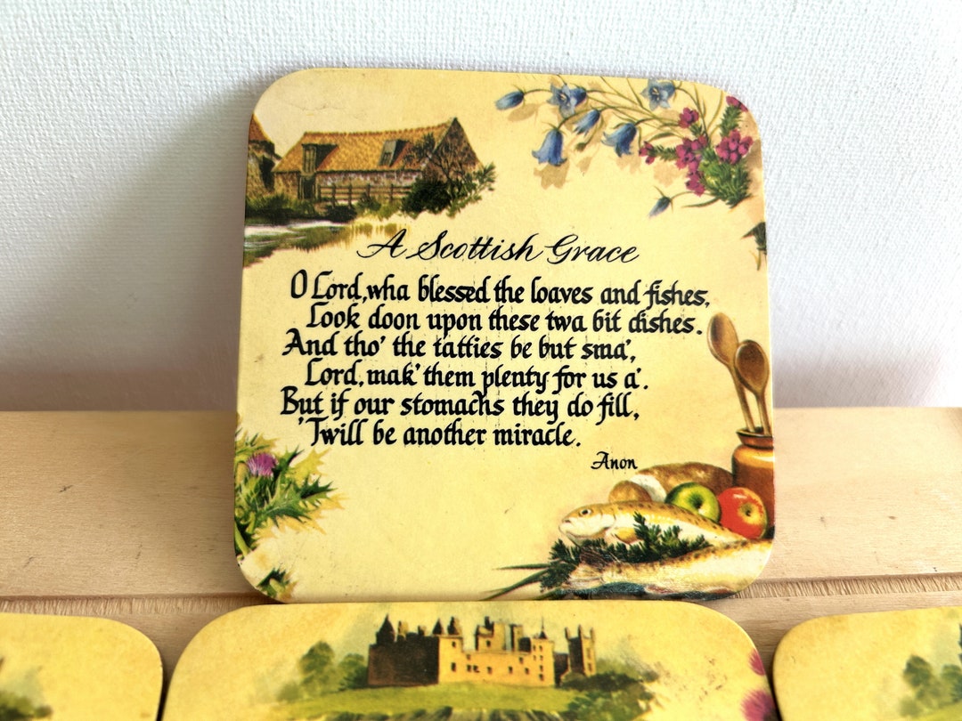 Selkirk Grace Vintage Coasters, Set of 5, Scottish Grace Vintage ...