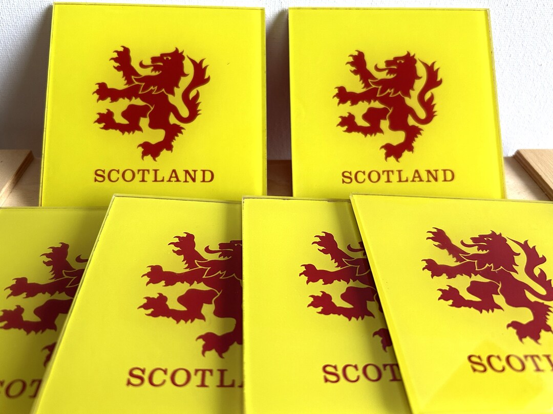 Royal Flag of Scotland Glass Coasters, Set of 6, Lion Rampant, Scottish ...