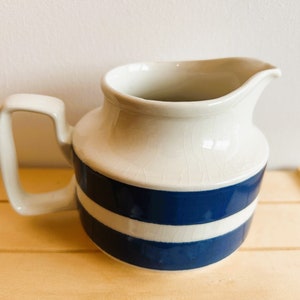 Staffordshire Potteries Blue and White Striped Cream and Sugar, Salt ...