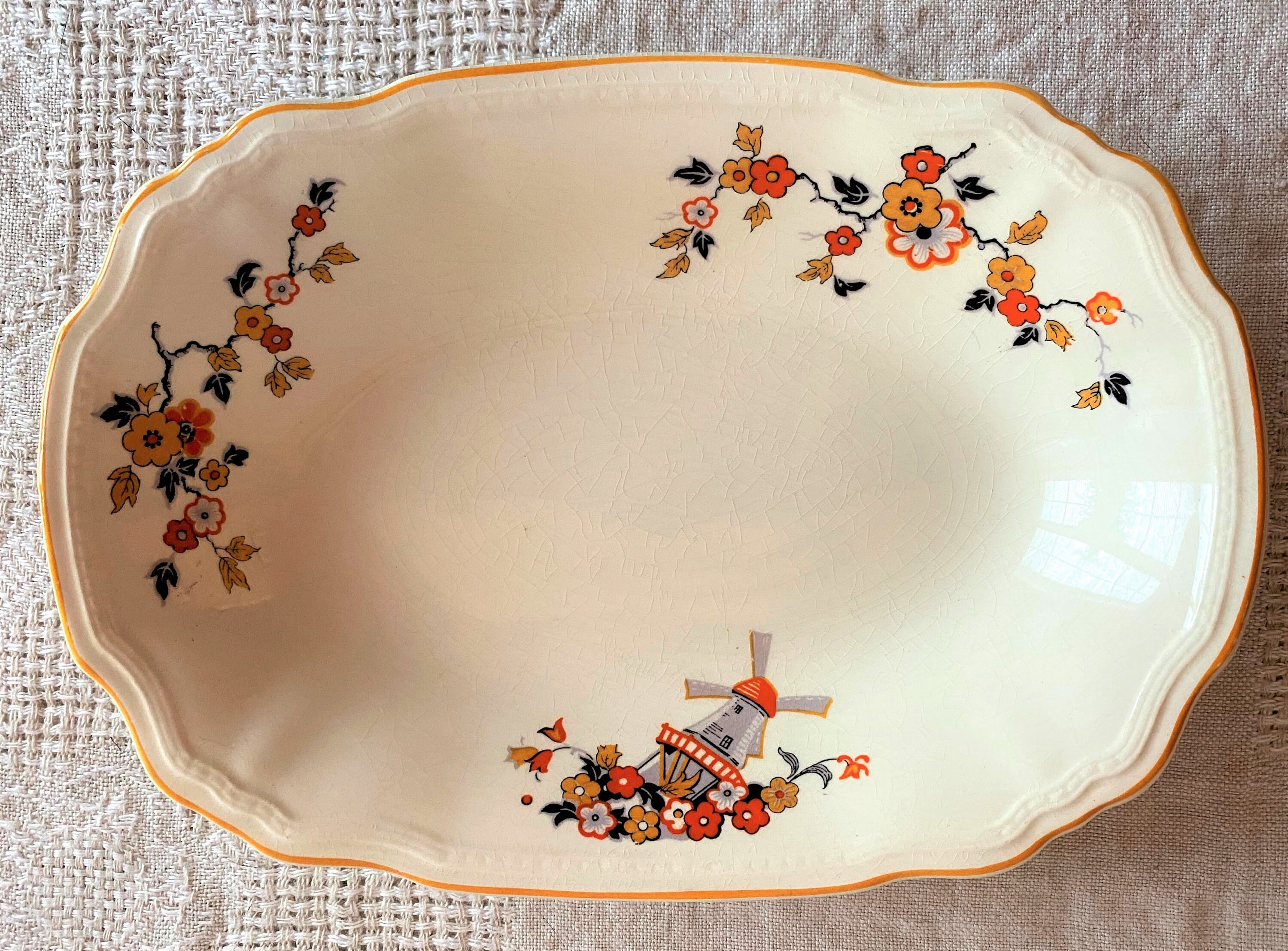 ALFRED MEAKIN floral,Astoria serving dish,serving plate orange flower ...