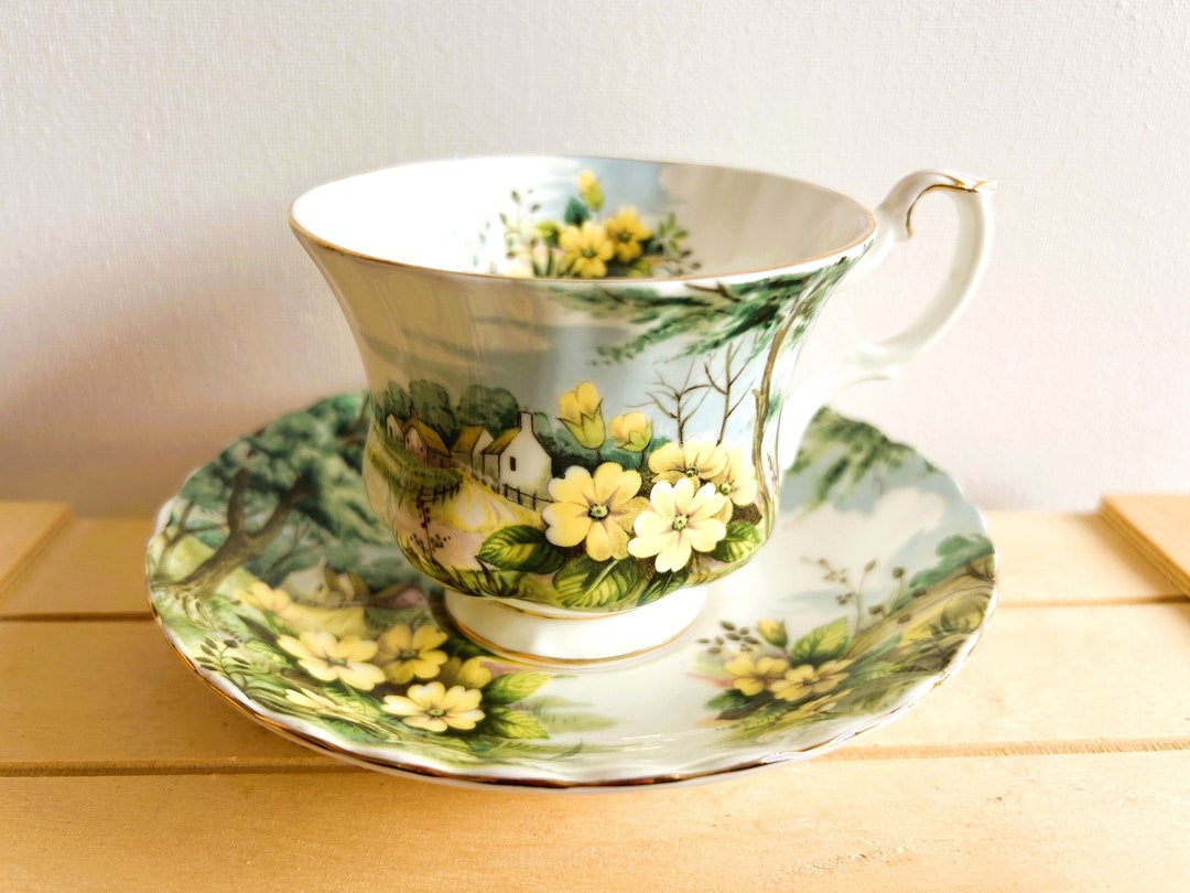 Royal Albert Primrose Hill Tea Cup and Saucer Set, Bone China, Made in ...