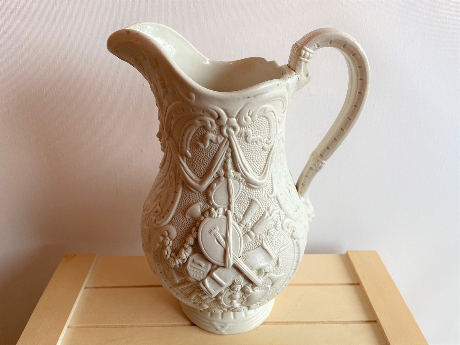 Antique Copeland Parian Biscuit Ware Large Pitcher Made in - Etsy