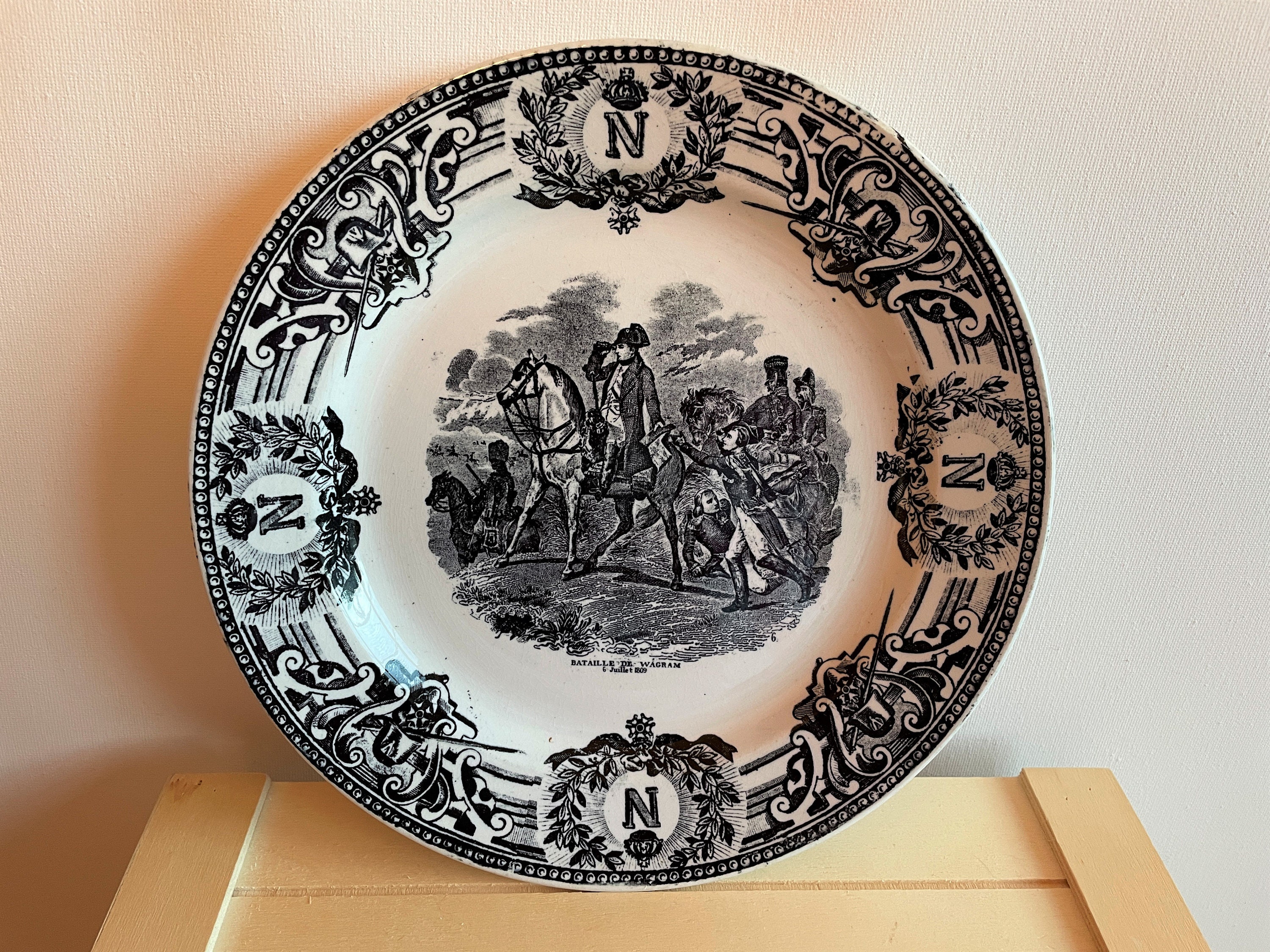 Antique Napoleon Bataille De Wagram 1809 Plate Keramis BF - Etsy