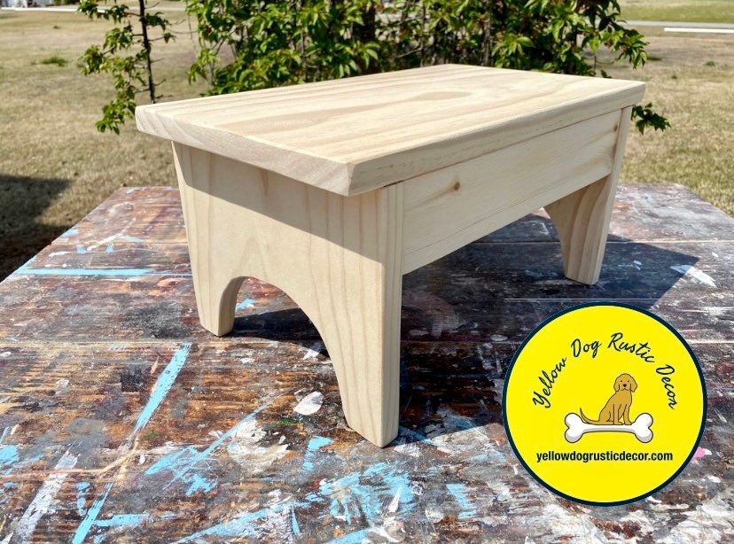 Handmade Primitive Wooden Step Stool Pine Unfinished Footstool Kid ...