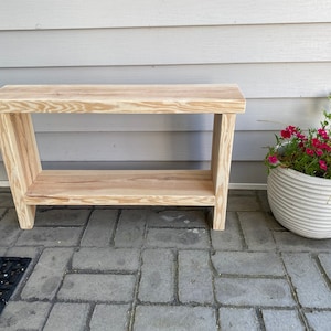 Handmade Small Indoor or Outdoor Bench With Shelf Pine Unfinished Wood ...