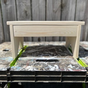 Handmade Primitive Wooden Step Stool Pine Unfinished Footstool Kid ...