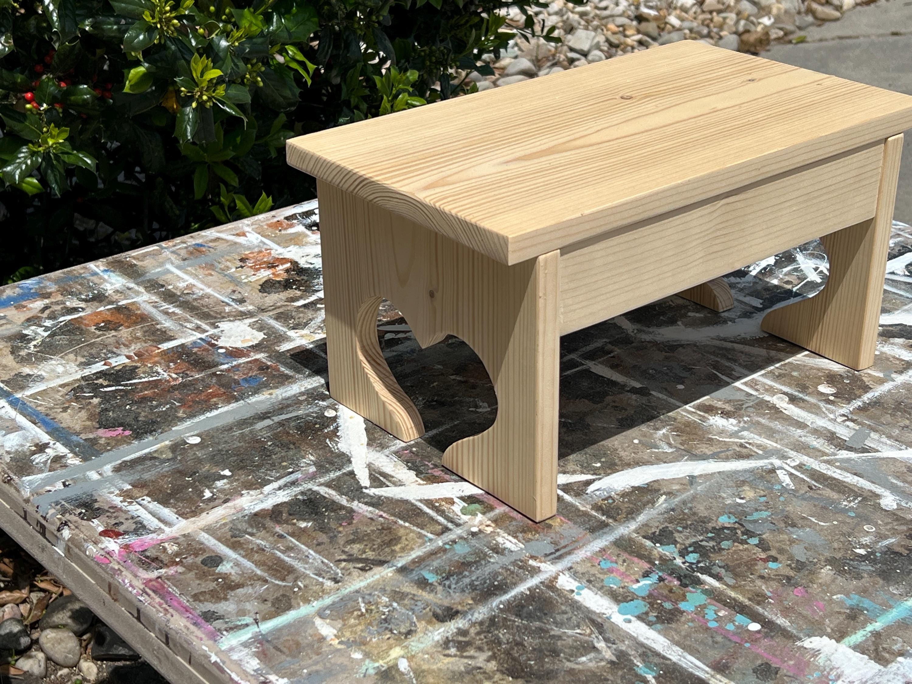 Handmade Primitive Wooden Step Stool Pine Unfinished Footstool Kid ...