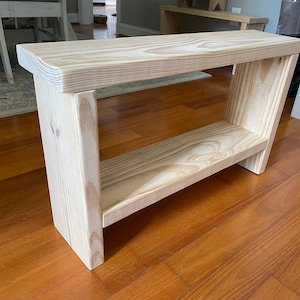 Handmade Small Indoor or Outdoor Bench With Shelf Pine Unfinished Wood ...